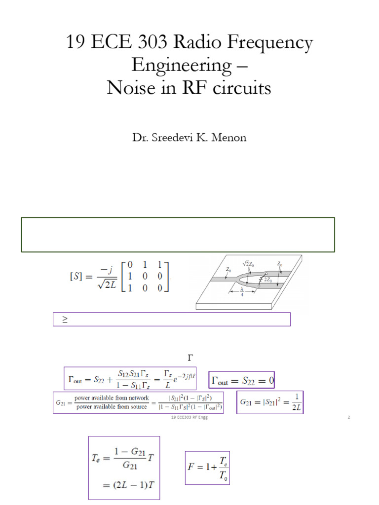 Lec26 - Noise in RF Circuit - Tutorial10 | PDF | Science & Mathematics