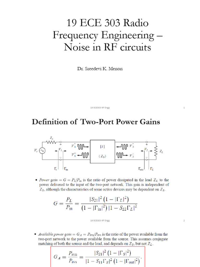Lec25 - Noise in RF Circuit | PDF | Amplifier | Electricity