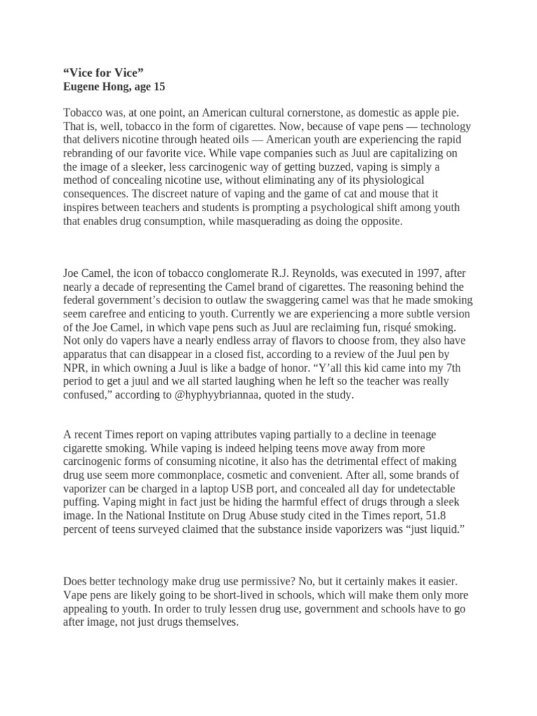 Vice For Vice Counterclaim Chart | PDF | Electronic Cigarette | Habits