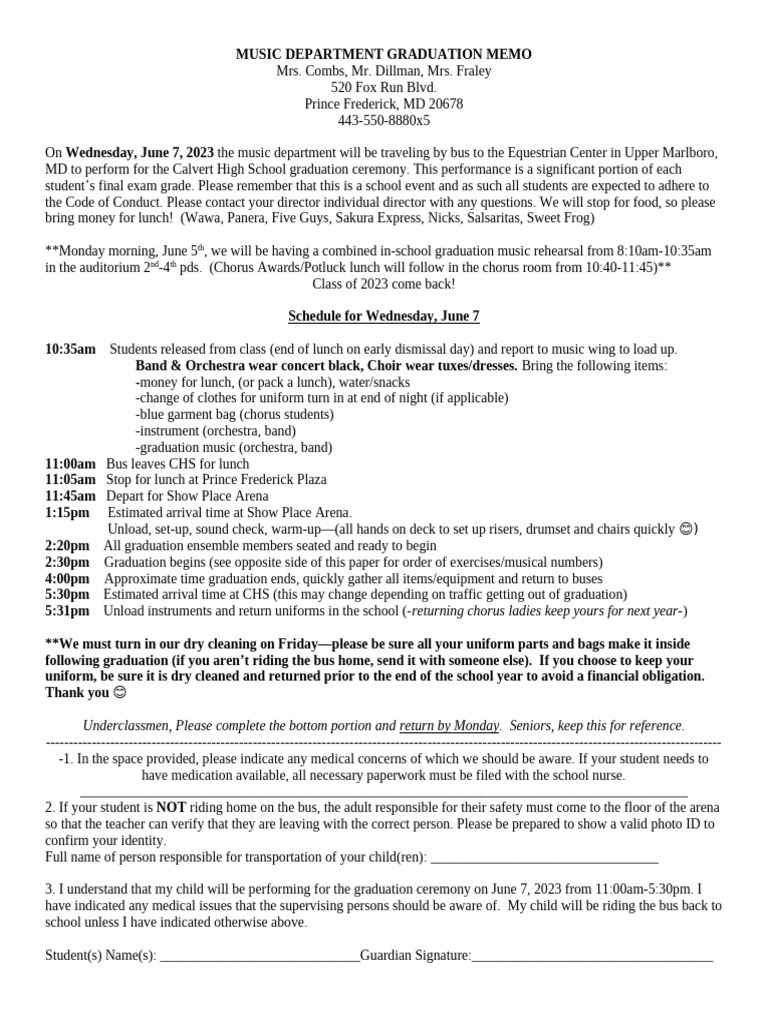 CHS Graduation Memo 2023 | PDF