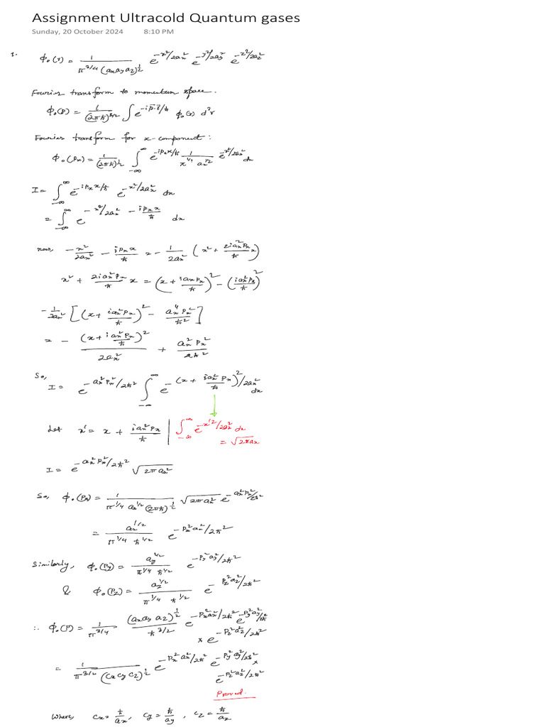 Assignment Ultracold Quantum Gases | PDF