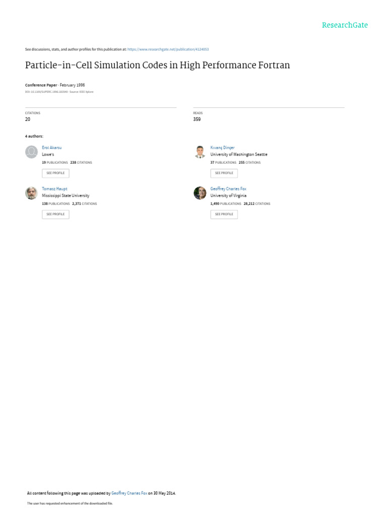 Particle In Cell Simulation Codes In High Performa Pdf Parallel Computing Computing