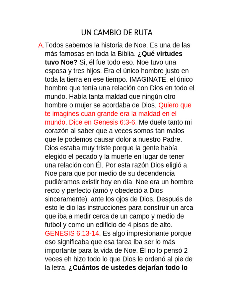 Un Cambio de Ruta: ¿Qué Virtudes Tuvo Noe? | PDF | Arca de Noé | Noé
