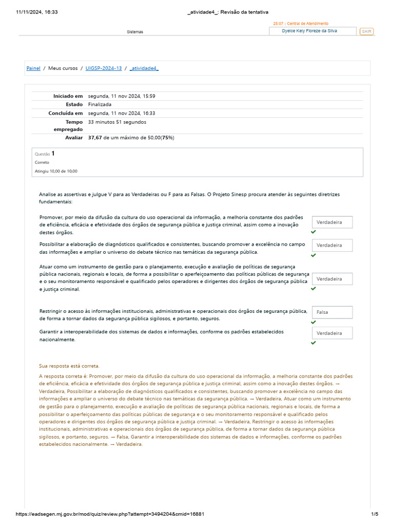 RESPOSTAS MODULO 4 - Atividade4 - Revisão Da Tentativa | PDF | Polícia | Gestão de recursos humanos