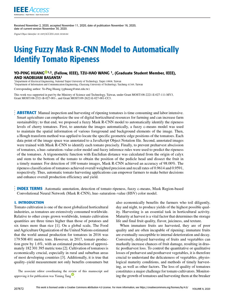 Using Fuzzy Mask R-CNN Model To Automatically Identify Tomato Ripeness ...