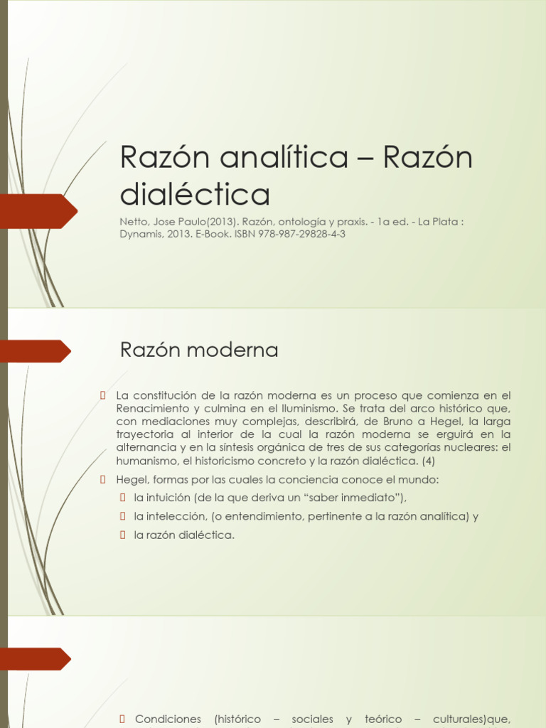 Clase 2 - Razón Analítica - Razón Dialéctica | PDF | Razón | Dialéctico