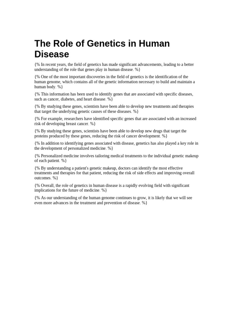 The Role of Genetics in Human Disease | PDF