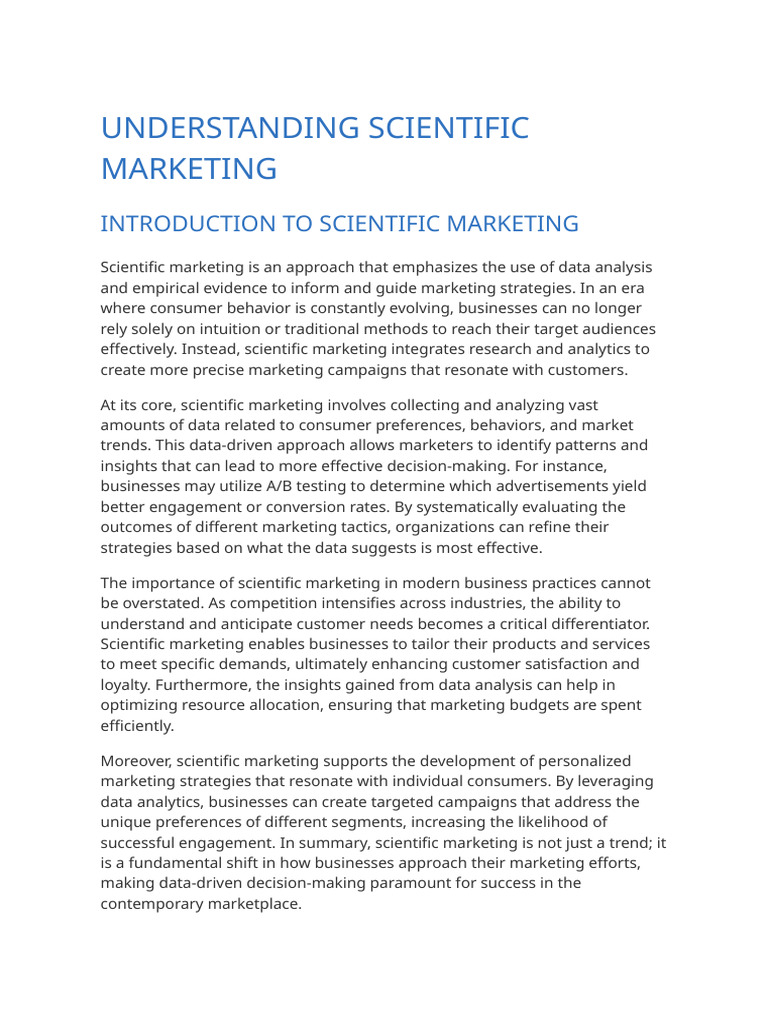 Understanding Scientific Marketing | PDF | Analytics | Marketing
