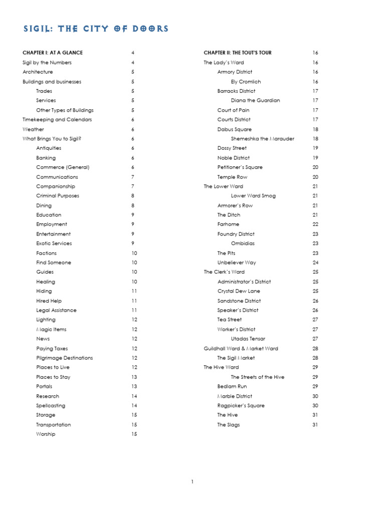 Sigil 5th Edition Guide | PDF