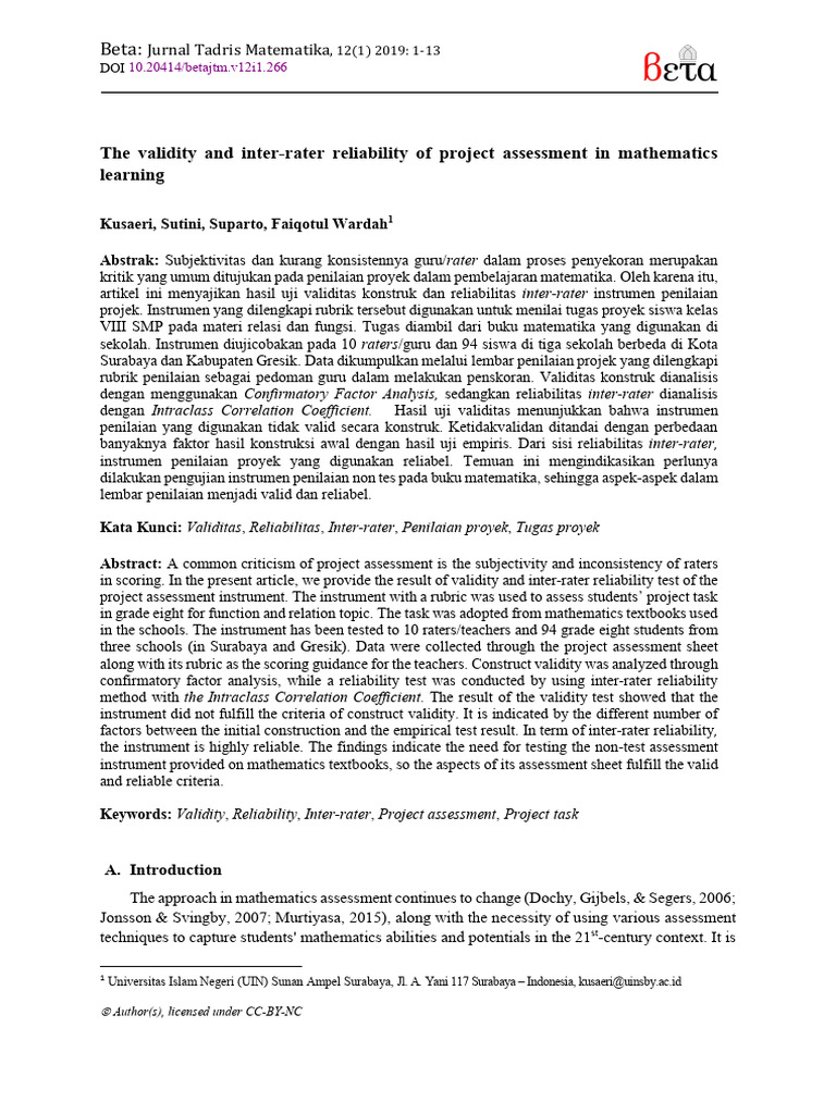 Kwahyu Validity and Inter Rater Reliability Proofread | PDF | Rubric ...