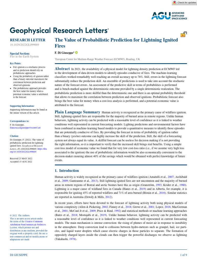 Geophysical Research Letters - 2022 - Di Giuseppe - The Value of ...