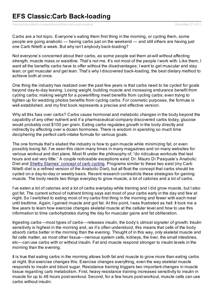 ClassicCarb Backloading | PDF | Wellness | Lifestyle