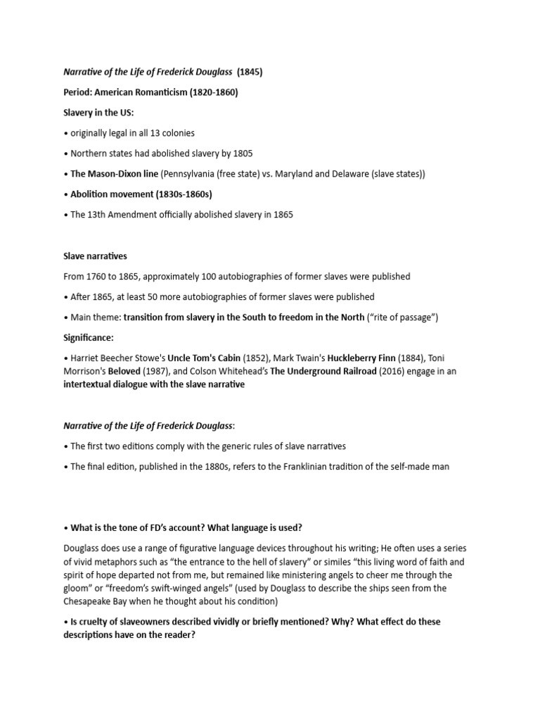 Narrative of The Life of Frederick Douglass | PDF | Frederick Douglass ...