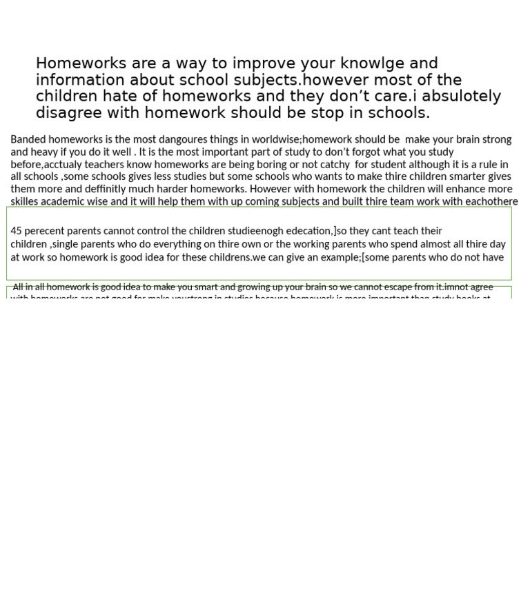 Homeworks Are A Way To Improve Your Knowlge | PDF | Wellness