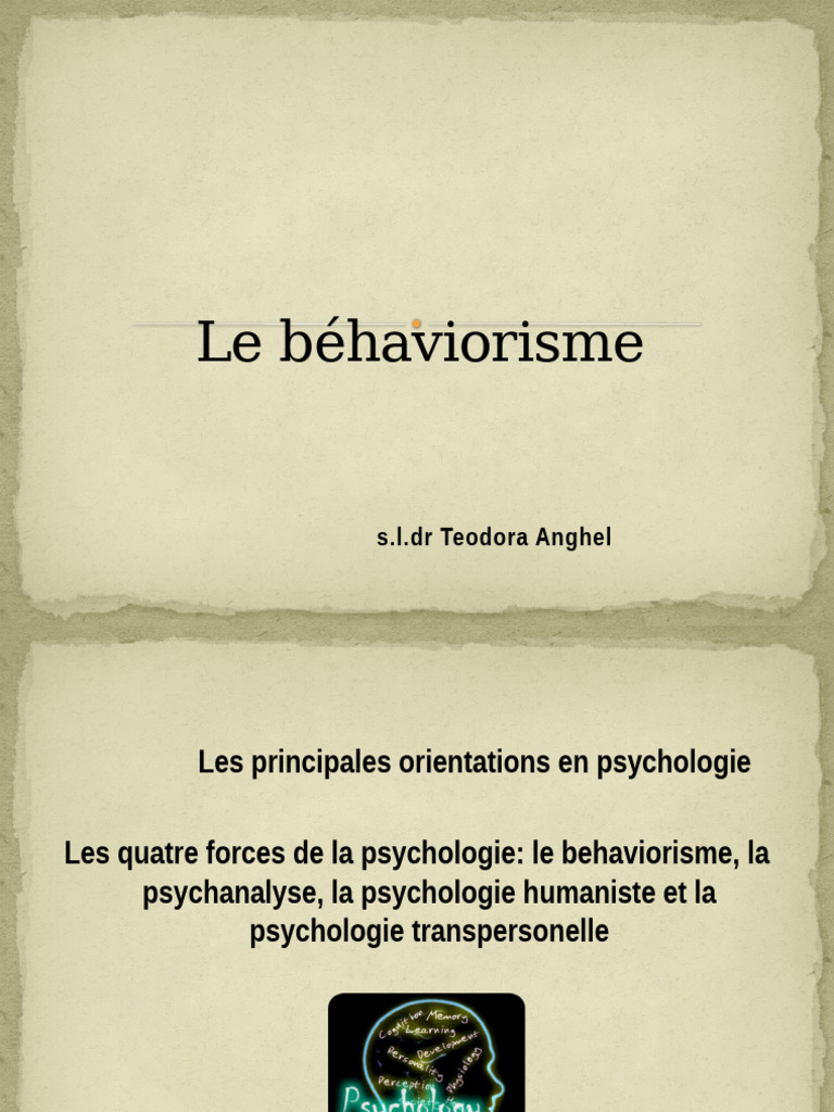 Le Behaviorisme | PDF | Behaviorisme | Thérapie cognitivo-comportementale