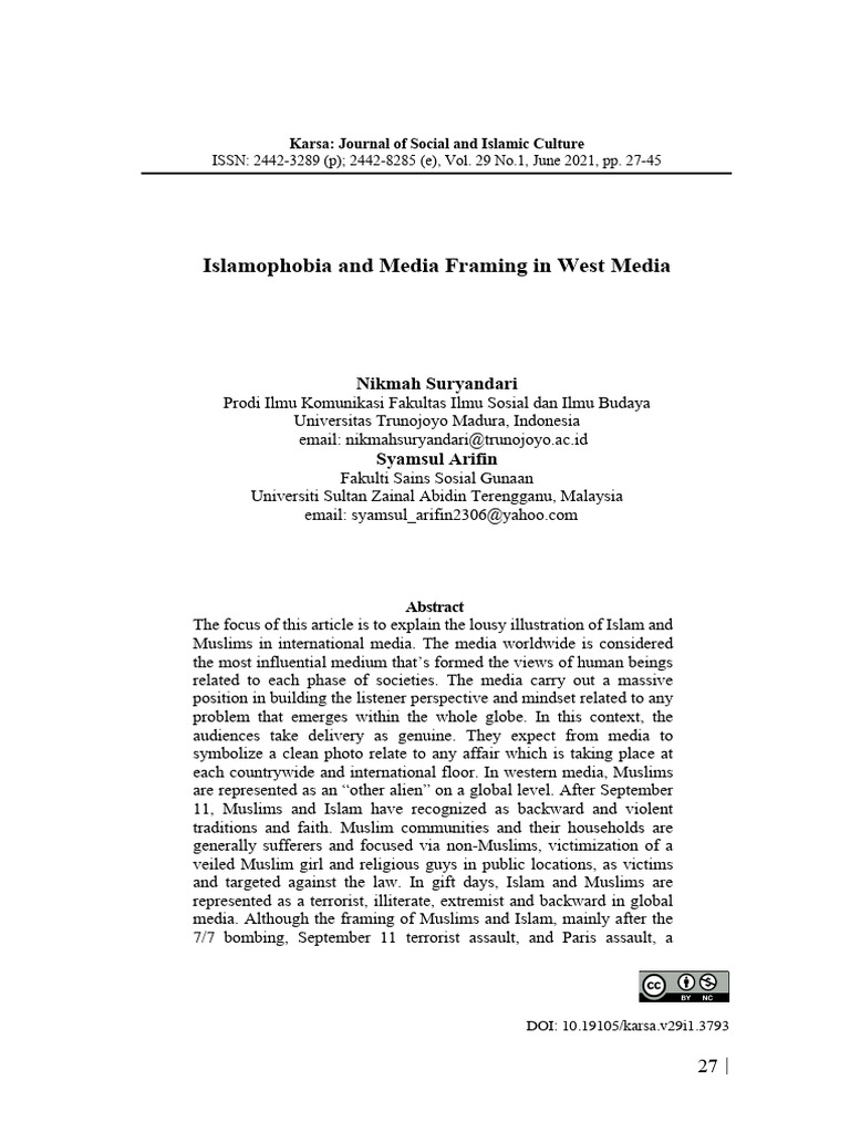 Islamophobia and Media Framing in West M | PDF | Islamophobia ...