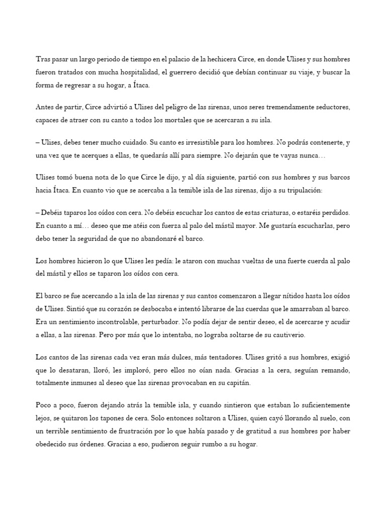 La Aventura de Ulises y Las Sirenas | PDF