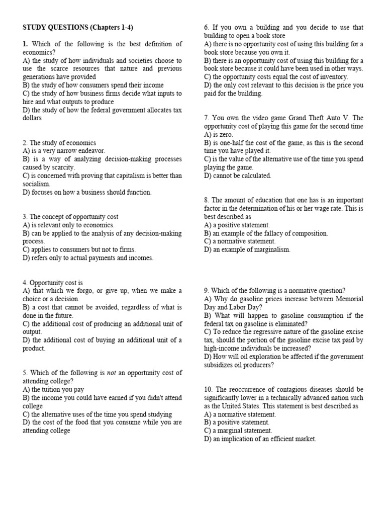 STUDY QUESTIONS 1 | PDF | Economic Surplus | Supply (Economics)