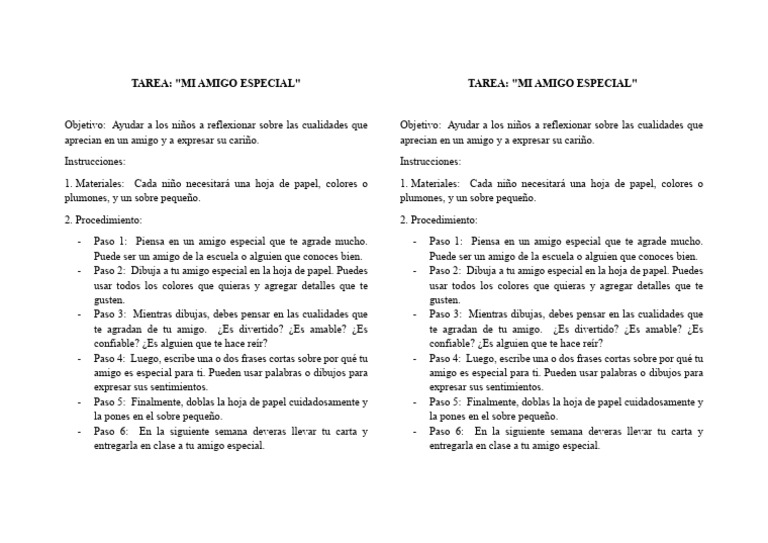 TAREA de La Amistad-Primaria | PDF