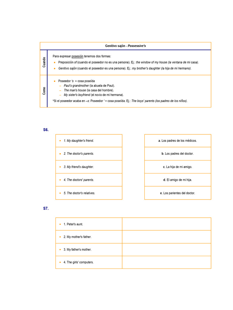 English Possessive (Genitivo Sajón) | PDF