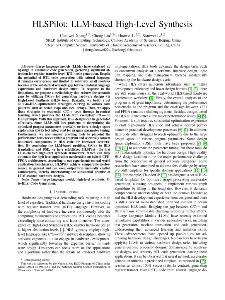 Hlspilot Llm Based High Level Synthesis Pdf Field Programmable Gate Array Program