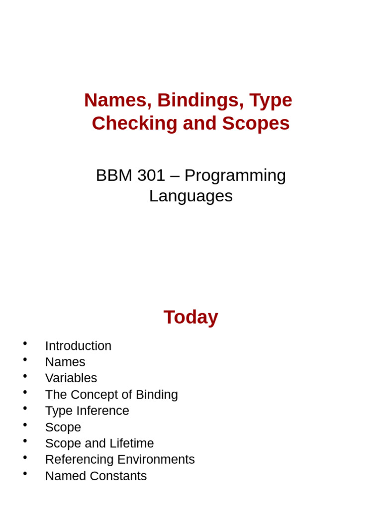 Lecture4 Names | PDF | Variable (Computer Science) | Scope (Computer Science)