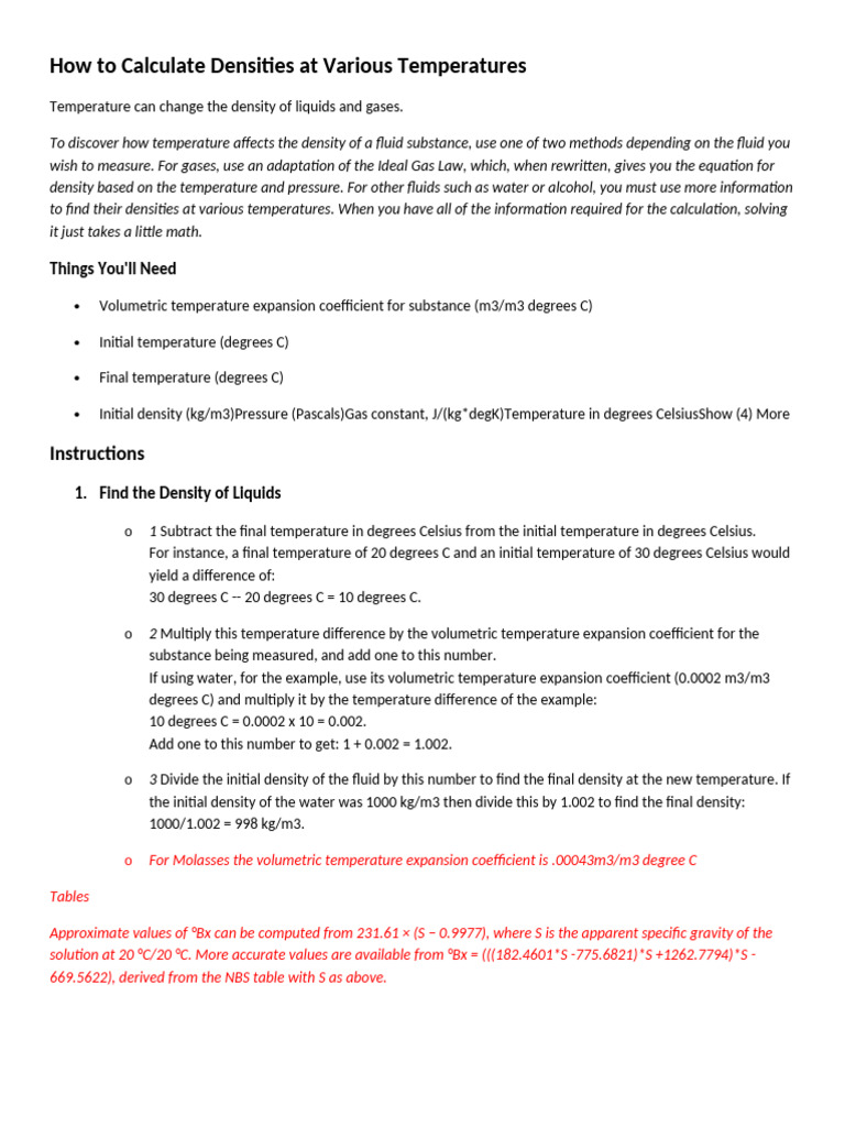 Calculating Density with Temp & Pressure | PDF | Density | Thermal ...