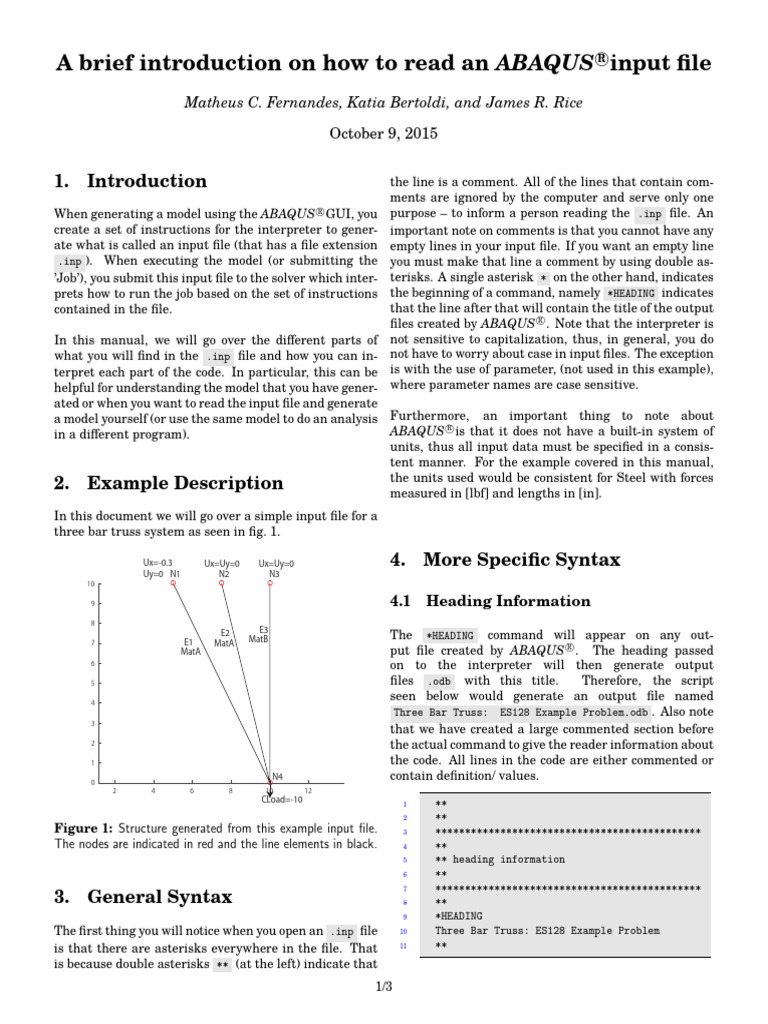 A Brief Introduction On How To Read An ABAQUS©R Input File | PDF ...