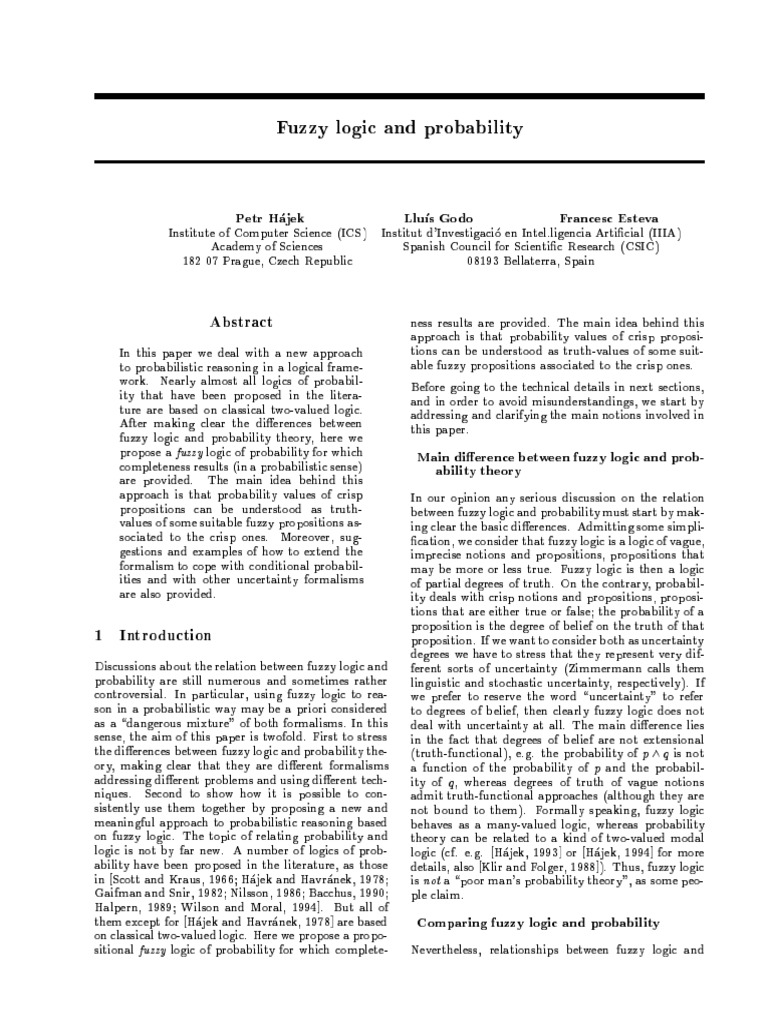 Fuzzy Logic and Probability by Virtual University | PDF | Fuzzy Logic | Boolean Algebra