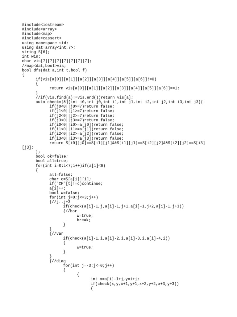 C++ DFS Algorithm for Game Logic | PDF | Computer Programming