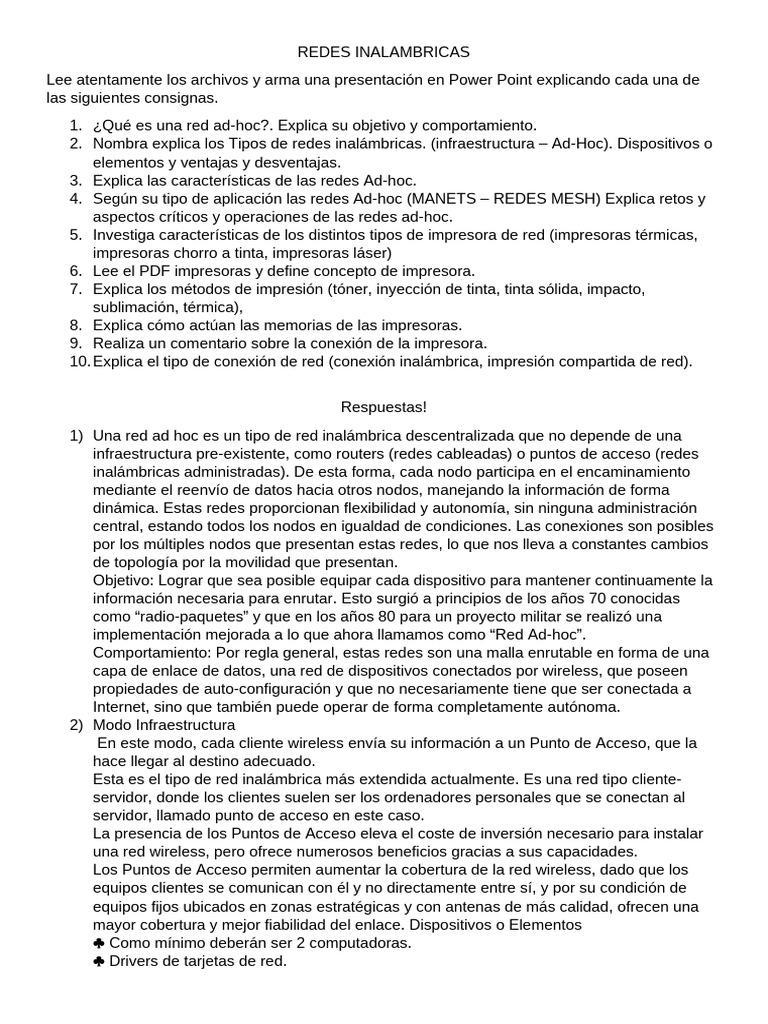 Redes Inalámbricas y Ad-Hoc: Guía Completa | PDF | Punto de acceso ...