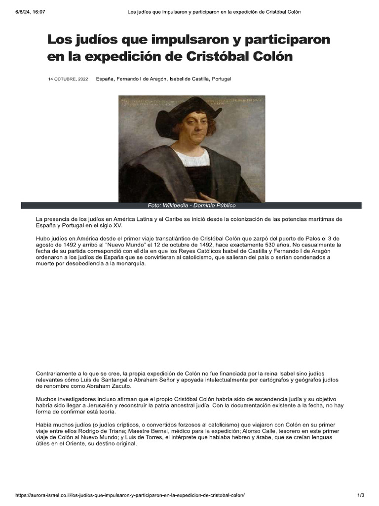 Colon y Los Judios | PDF