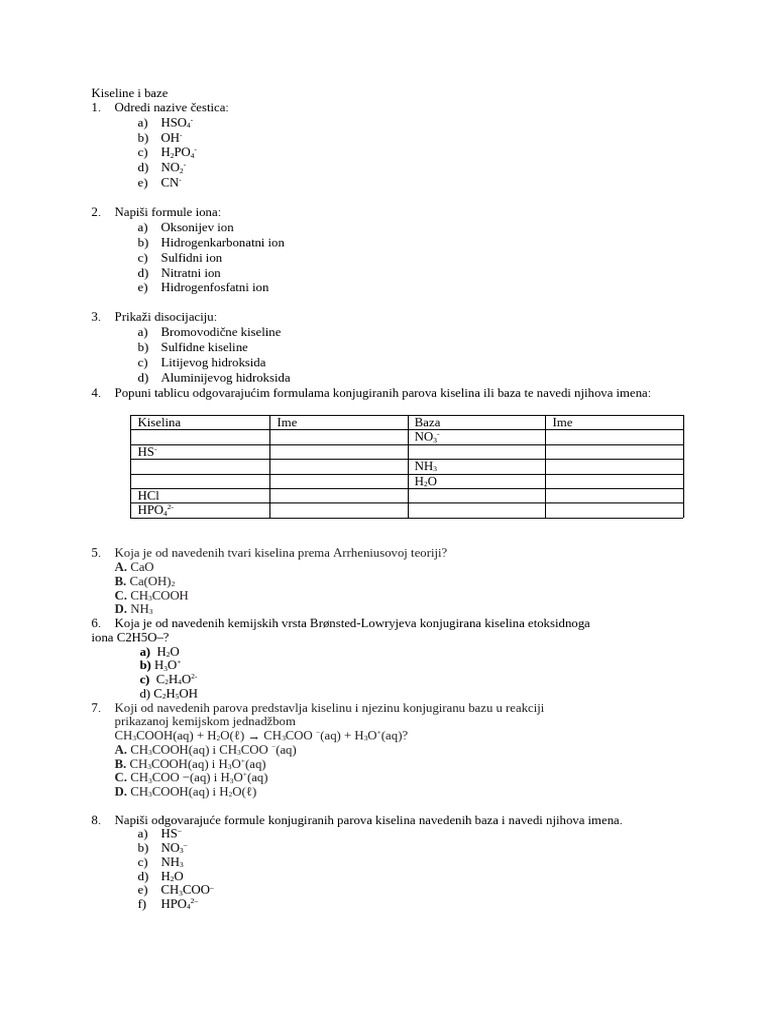 Kiseline I Baze | PDF