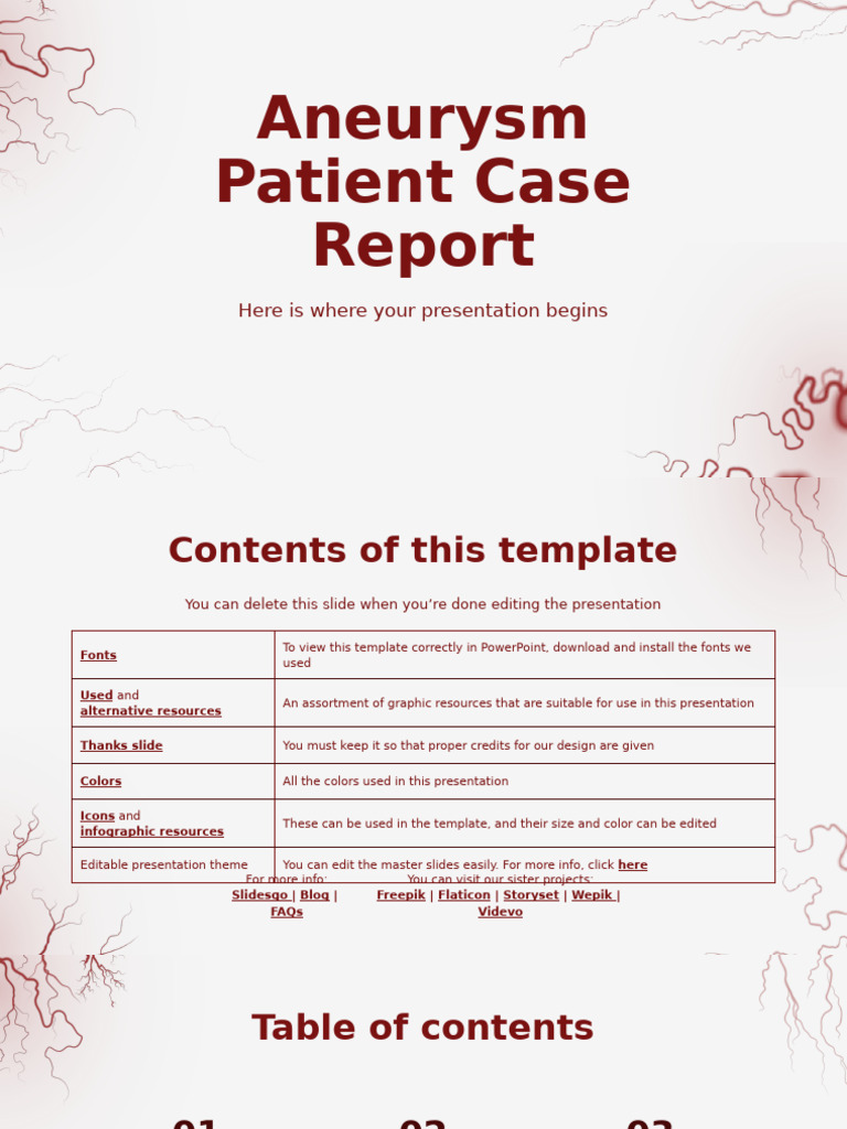 Aneurysm Patient Case Report by Slidesgo | PDF | Medical Diagnosis ...