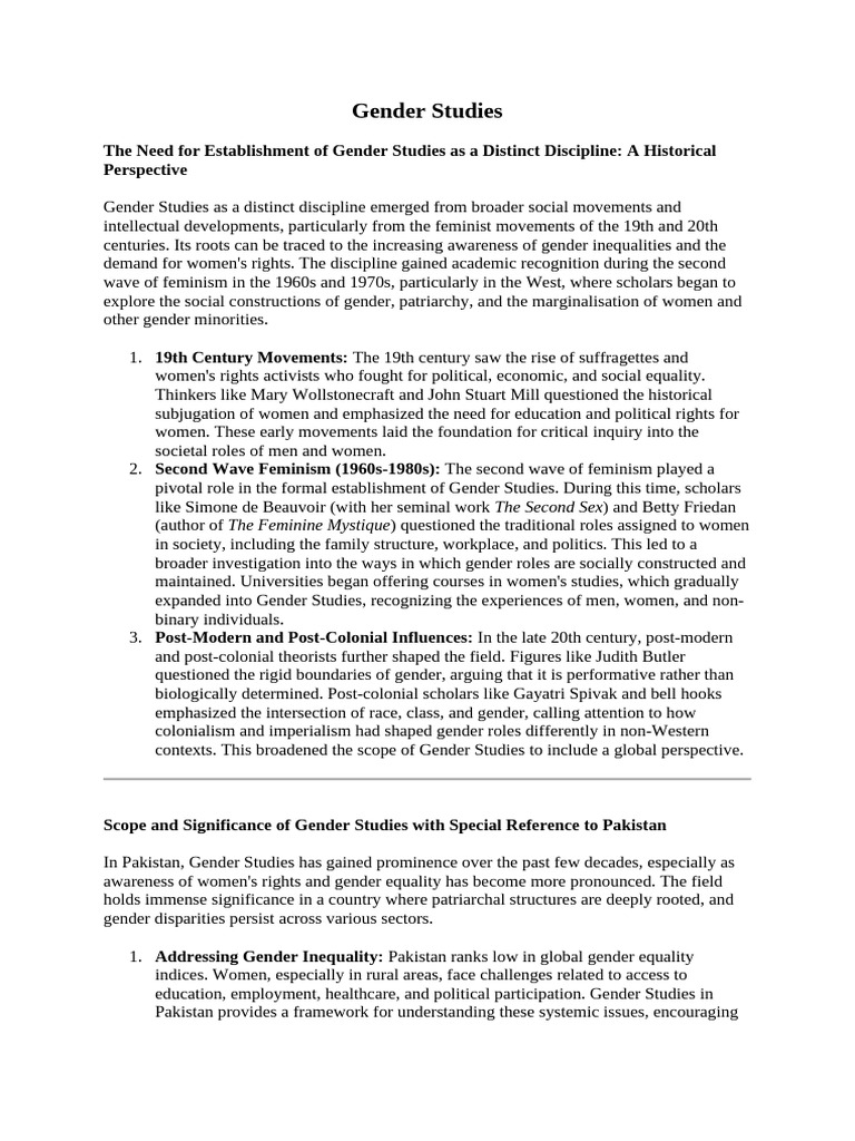 Gender Studies | PDF | Gender Studies | Gender Gender Studies | PDF | Gender Studies | Gender