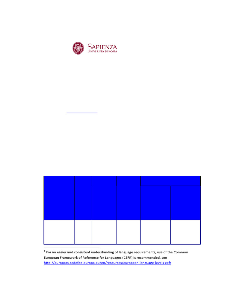 SAPIENZA INFO SHEET | PDF