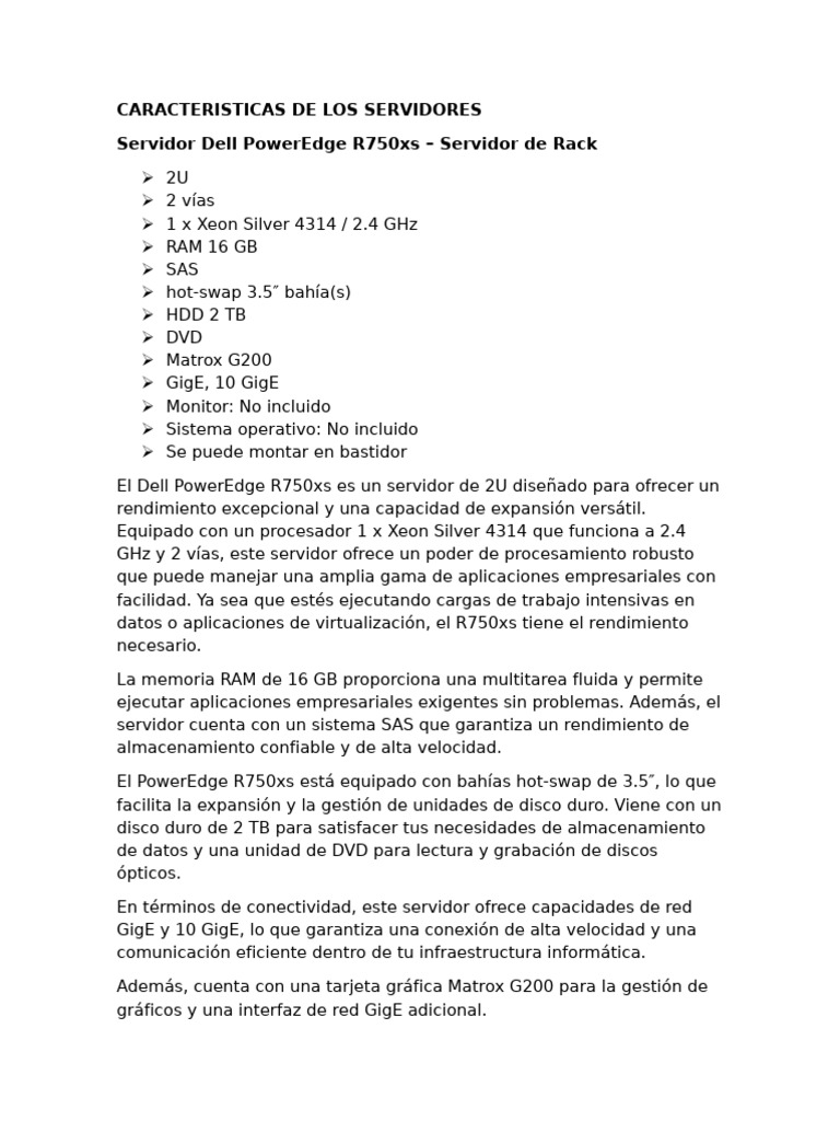 Caracteristicas de Los Servidores-1 | PDF | Hogar y jardín