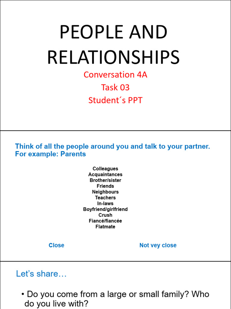 Conversation 4a - Task 03 - People and Relationships - Student S | PDF | Self-Improvement | Wellness
