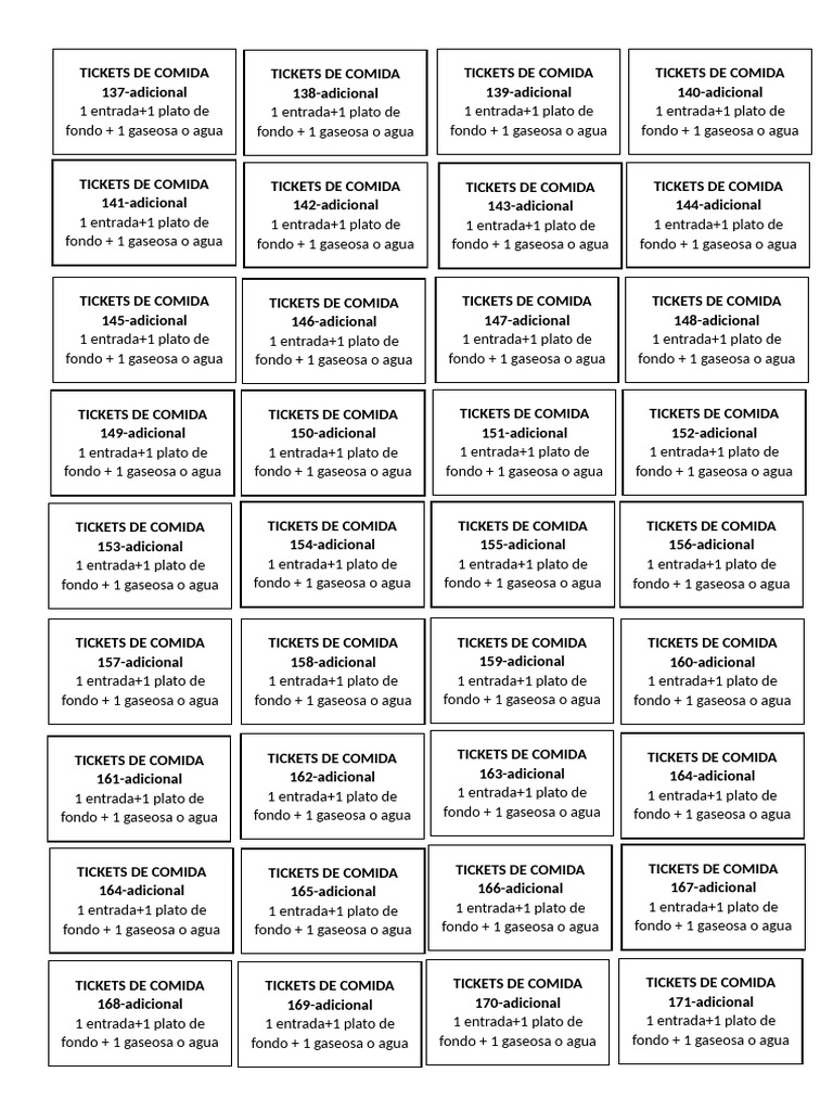 Tickets de Comida Promo Adicionales | PDF | Cocina, comidas y vino