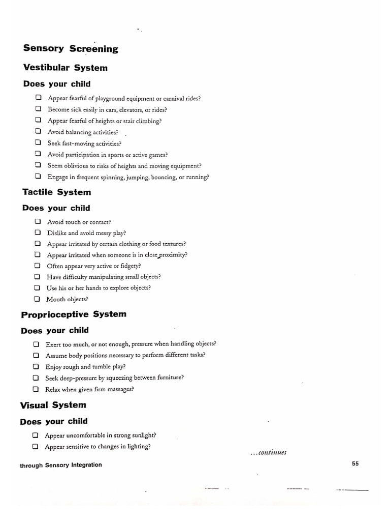 Identifying Problems With Sensory Integration | PDF