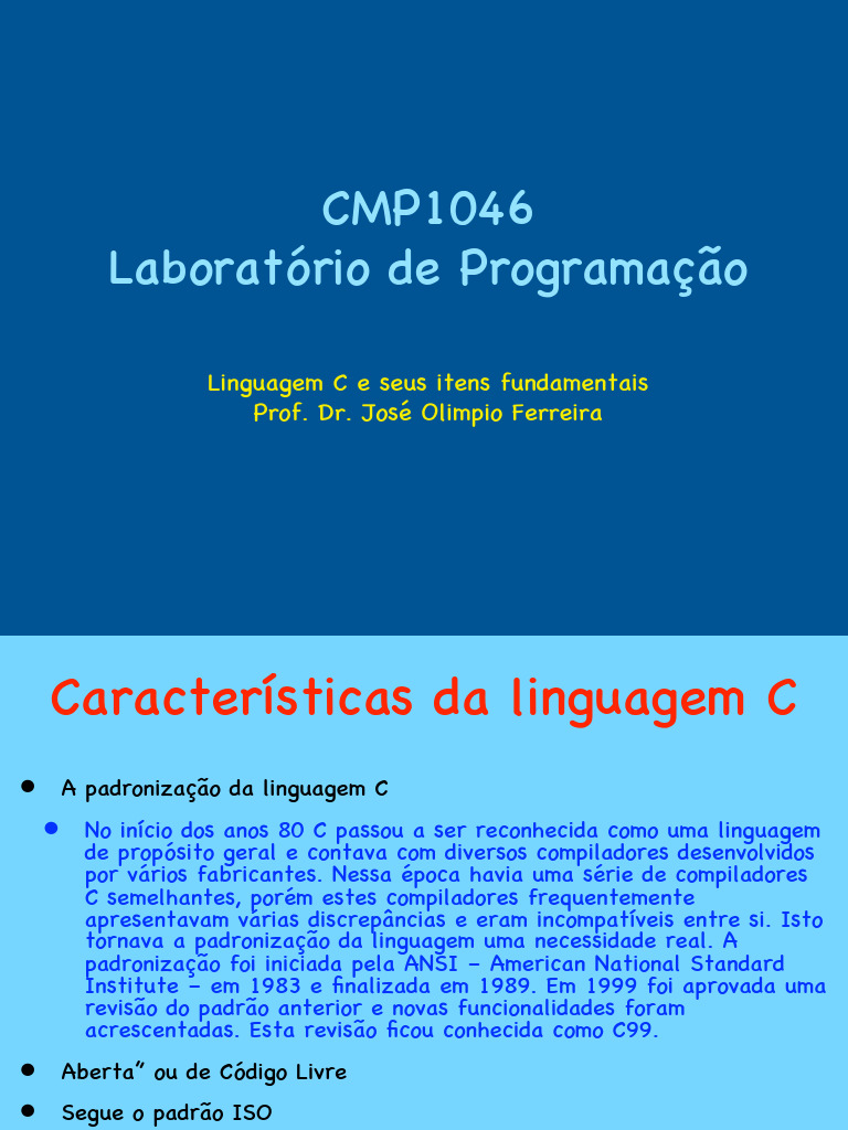Encontro 02 - C e Seus Itens Fundamentais | PDF | C (linguagem de ...