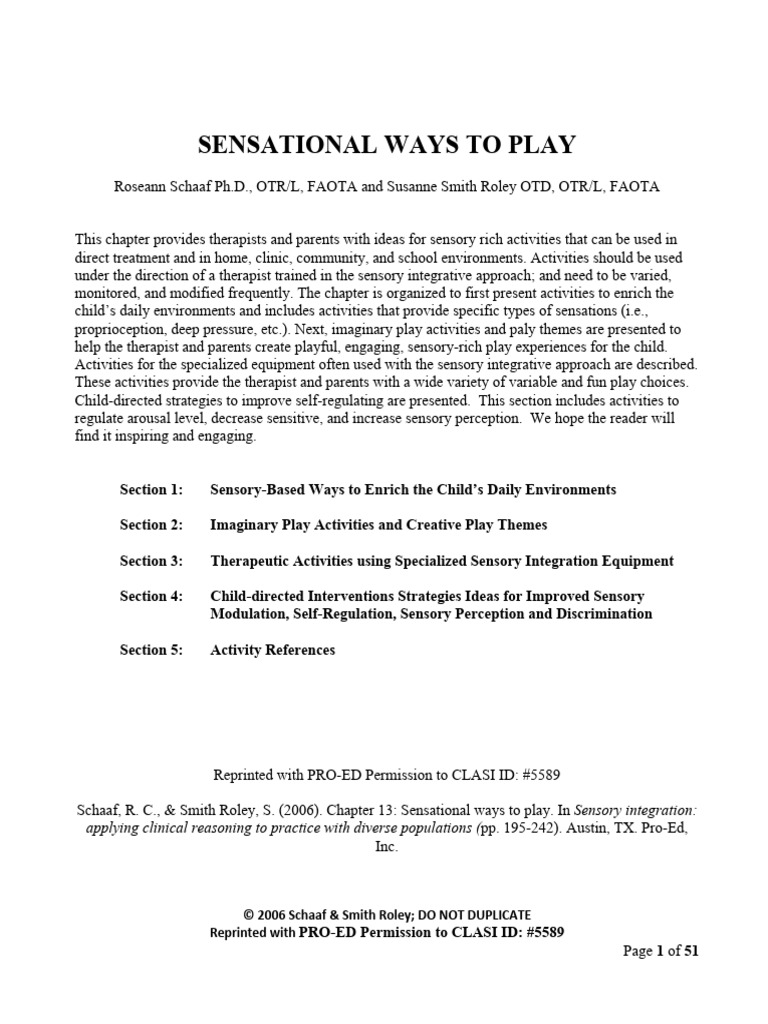 Sensational Play Activities for Children | PDF | Senses | Rope