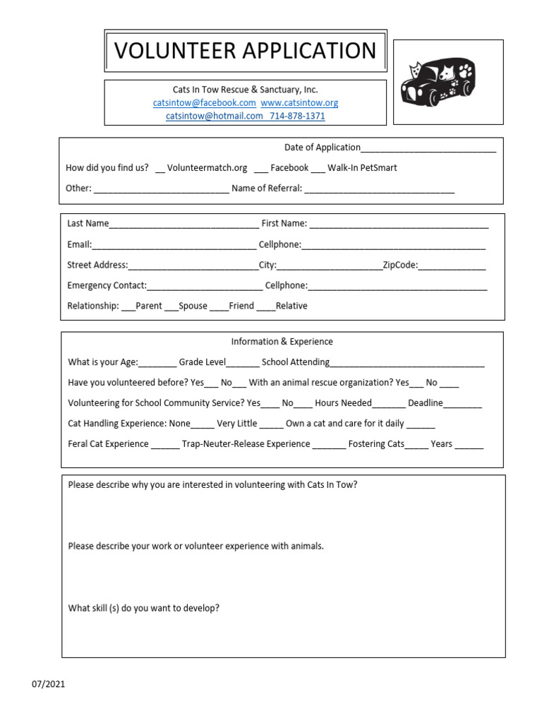 Volunteer Application DWxnwZbpDRhQqD05 | PDF | Business | Social Science