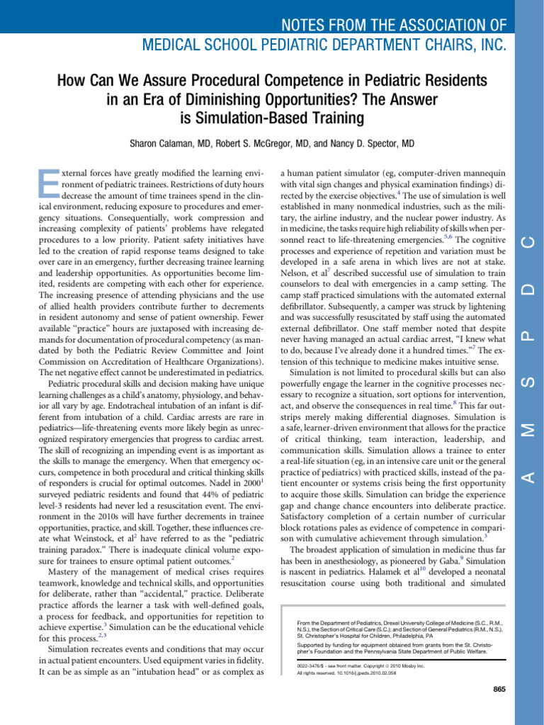 How Can We Assure Procedural Competence in Pediatr | PDF | Simulation ...