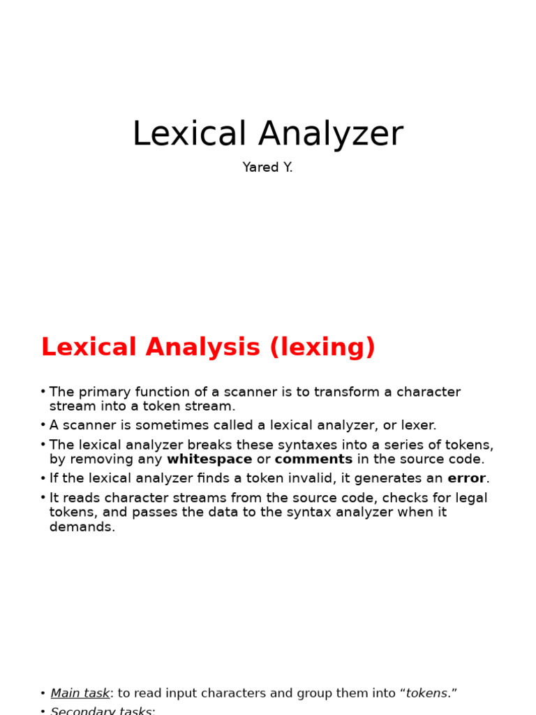 Lexical Analyzer: Tokenization Process | PDF | Linguistics | Language ...