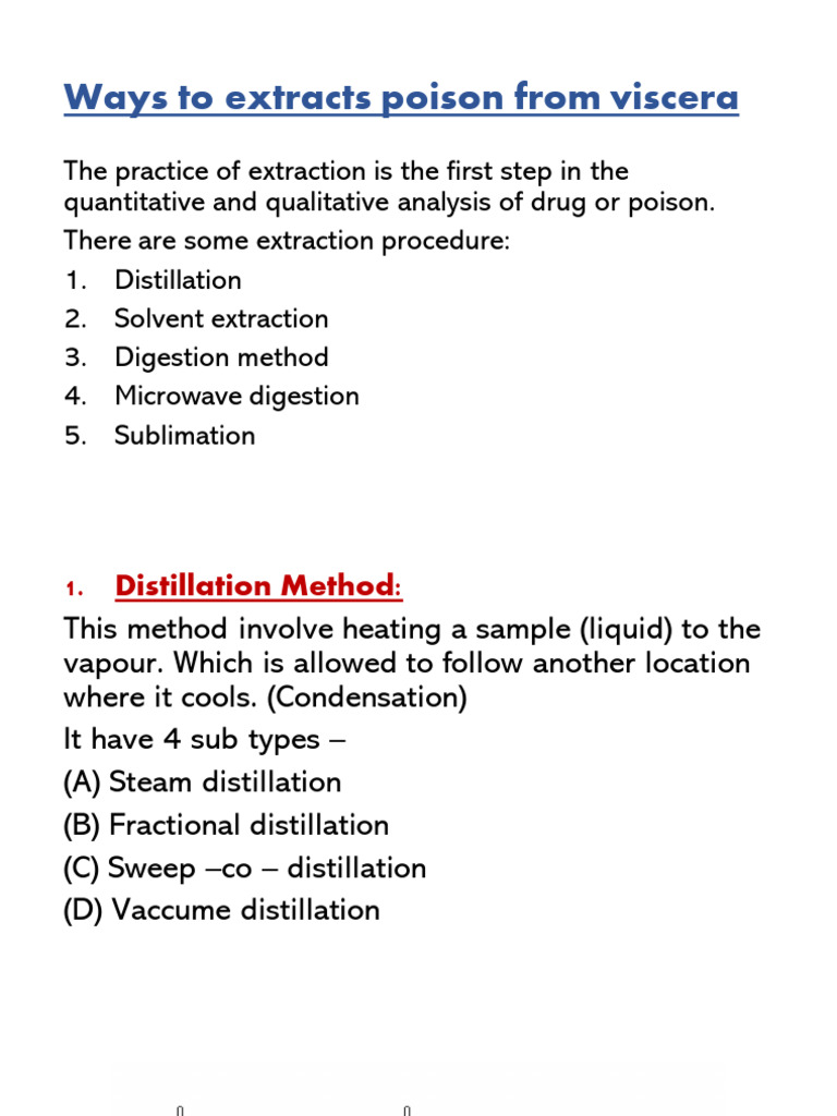 Extraction Methods for Poison Analysis | PDF | Distillation | Nitric Acid