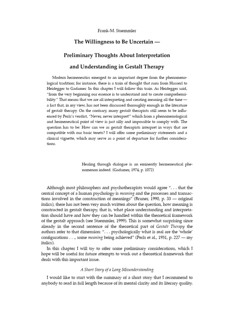 The Willingness To Be Uncertain: Preliminary Thoughts About ...