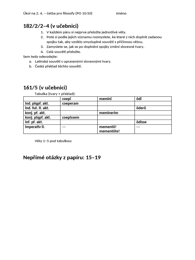 Četba Pro Filosofy - Úkol Na 2. 4. - Zadání | PDF