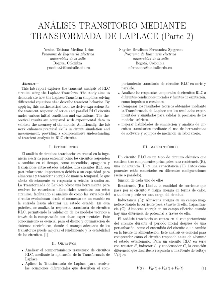 Análisis Transitorio de Circuitos RLC | PDF | Red eléctrica | Electricidad