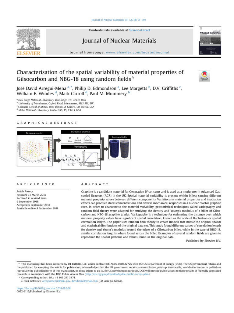 Characterisation of The Spatial Variability of Material Properties of Gilsocarbon and NBG-18 ...